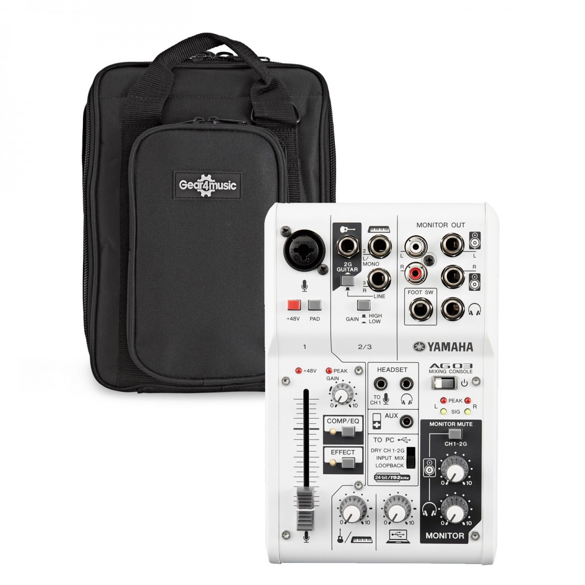 Yamaha AG03 3-Kanals Hybridmikser med Gear4music Veske | Gear4music