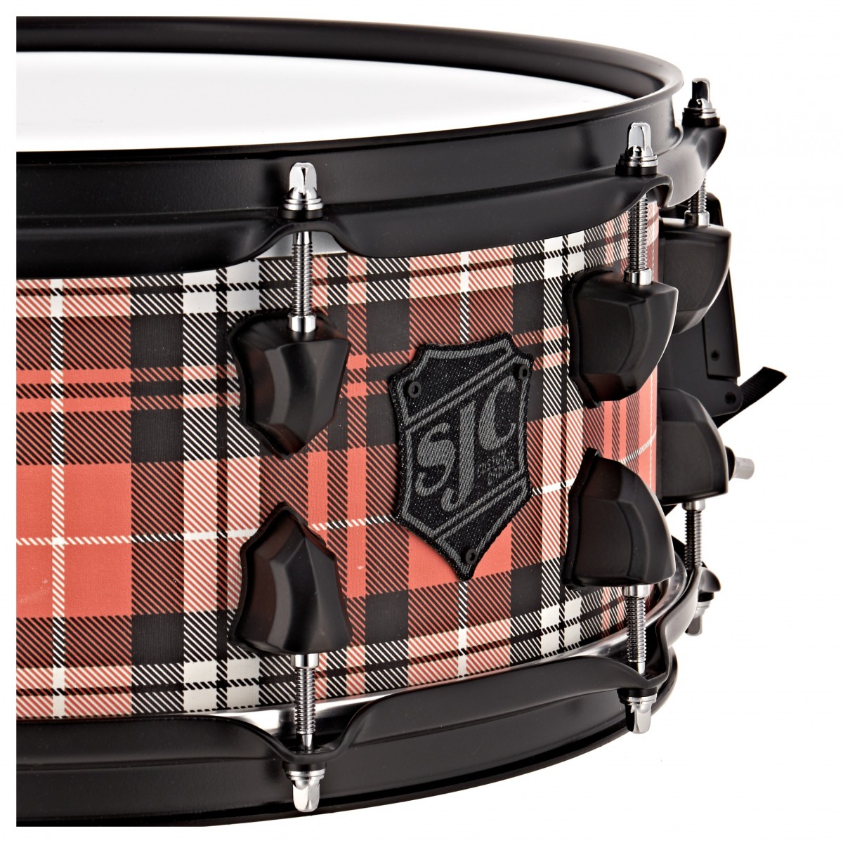 SJC Plaid 14" x 6" Maple Snare Drum, Orange Plaid w/ Black Hardware at ...