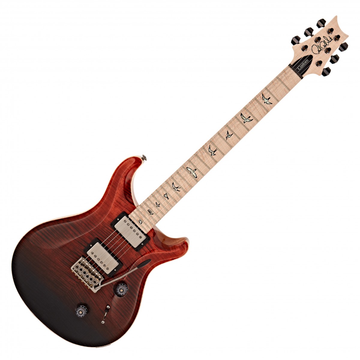 DISC PRS Custom 24 Wood Library, 10 Top Red/Grey Black Fade #0323742 ...