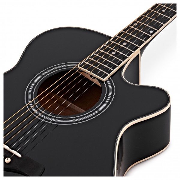 Single Cutaway Acoustic Guitar by Gear4music, Black at Gear4music
