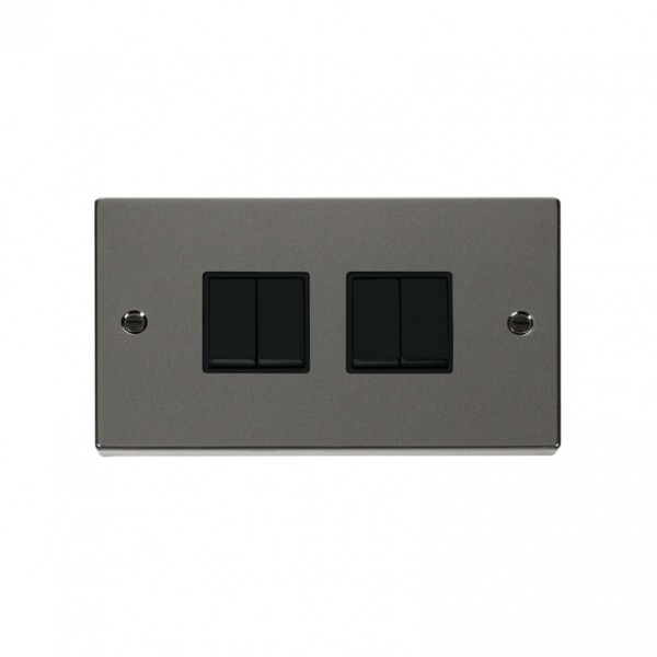 Click Deco 4 Gang 2 Way 10AX Light Switch, Black Nickel at AV.com