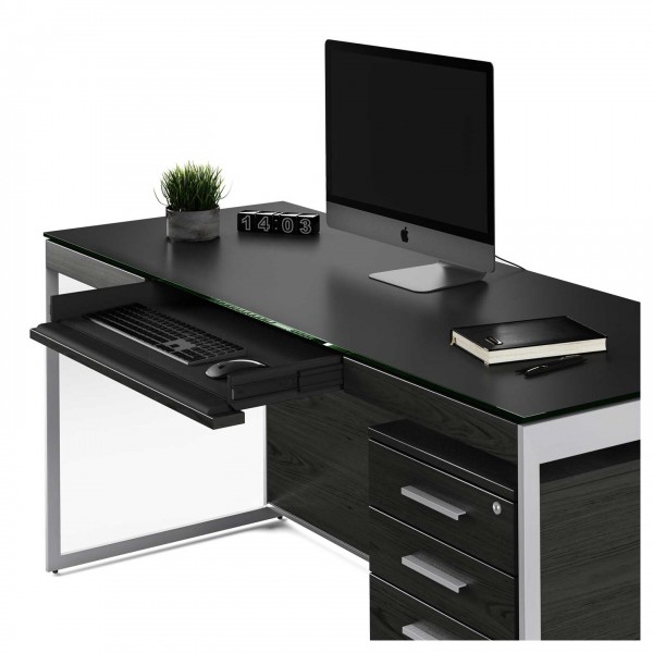 BDI Sequel 20 6101 Desk, Charcoal Stained Ash w/ Satin Nickel Legs at ...
