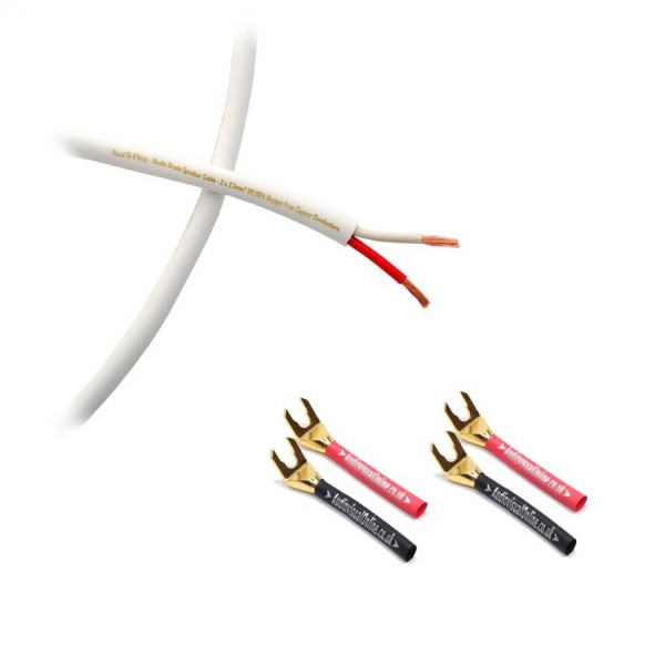 Fisual S-Flex White 2 x 2.5mm Speaker Cable w/Surefix Spade Plug, 1m at ...