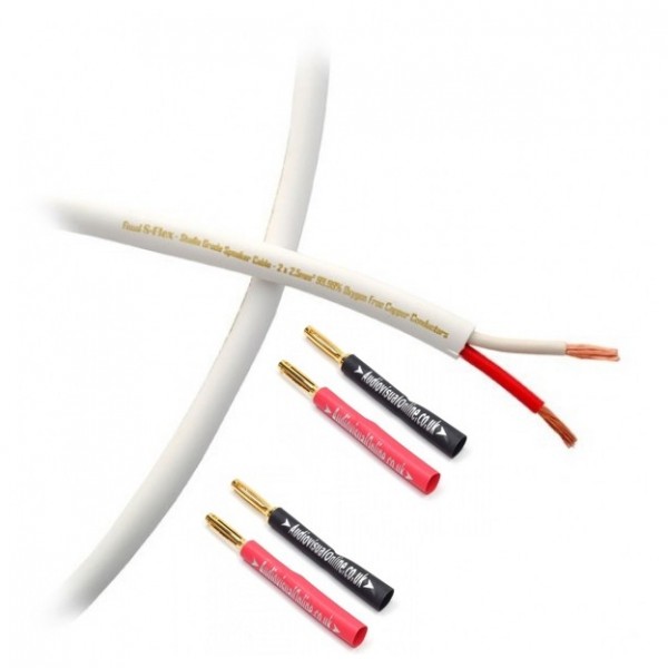 DISC. Fisual S-Flex White Speaker Cable w/Fisual Surefix Banana, 5m at ...