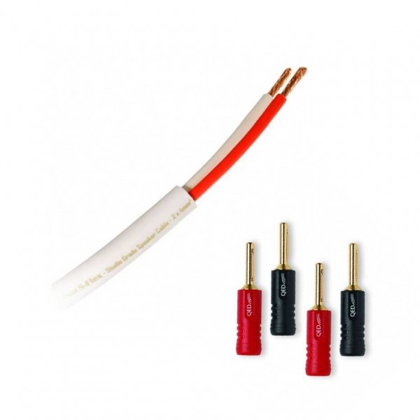 DISC. Fisual S-Flex White Speaker Cable w/QED Plastic Airloc Banana, 3m ...