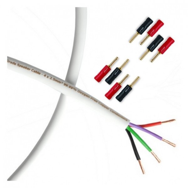 Fisual S-Flex BiWire 4x2.5mm Speaker Cable w/Plastic Airloc Banana,1m ...