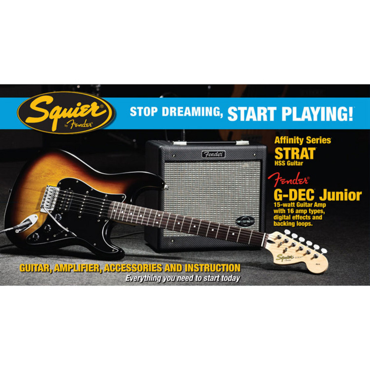 Squier by Fender Stratocaster HSS, Sunburst Pack - Nearly New at Gear4music