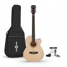 Single Cutaway Acoustic Guitar by Gear4music, Black at Gear4music