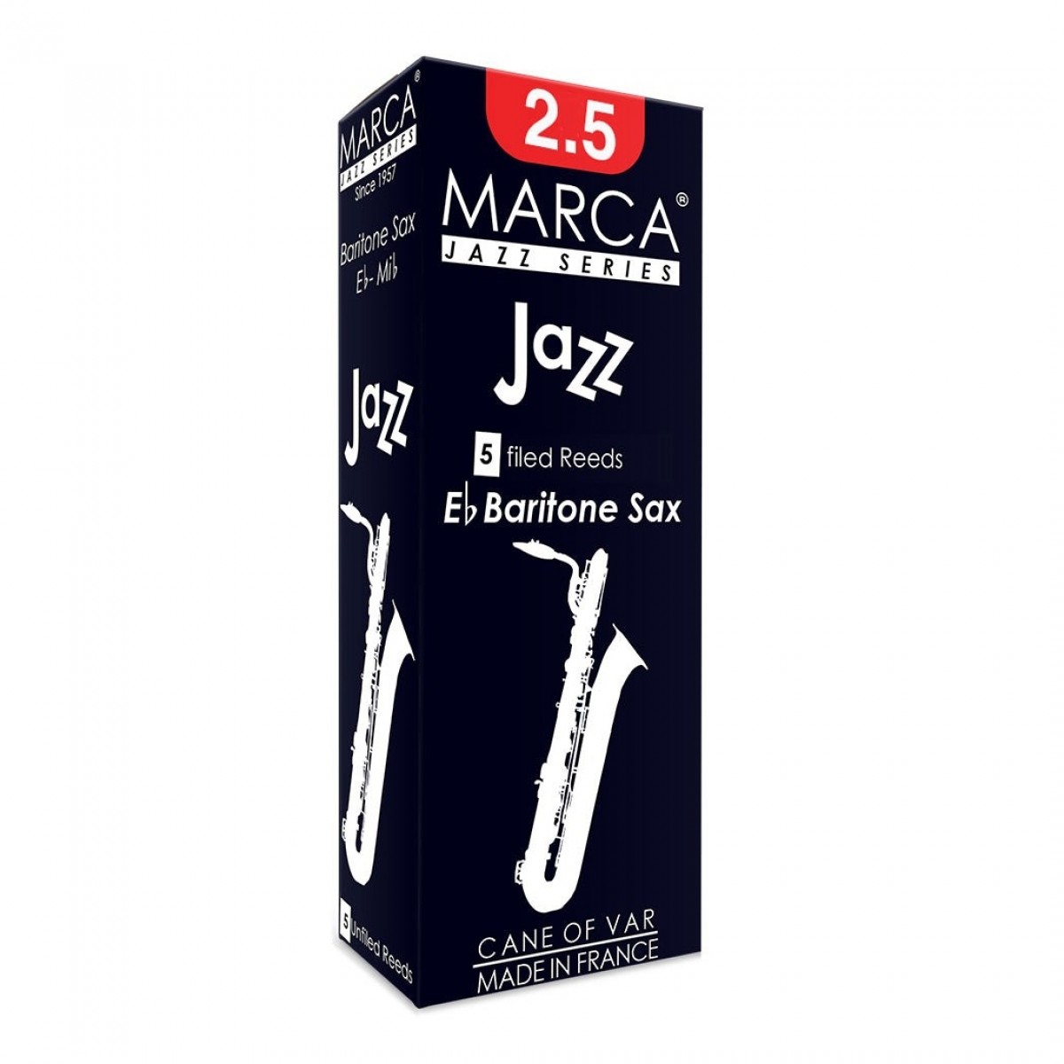 OFFLINE Marca Jazz Filed Baritone Sax Reed, 2.5 (5 Pack) at Gear4music
