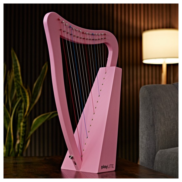 playLITE 15 String Harp by Gear4music, Pink at Gear4music