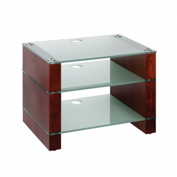 DISC Blok STAX 450 3 Shelf Hi-Fi Rack w/ Etched Glass, Walnut at AV.com