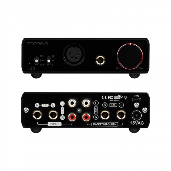 Topping L50 Desktop Headphone Amplifier, Black at AV.com