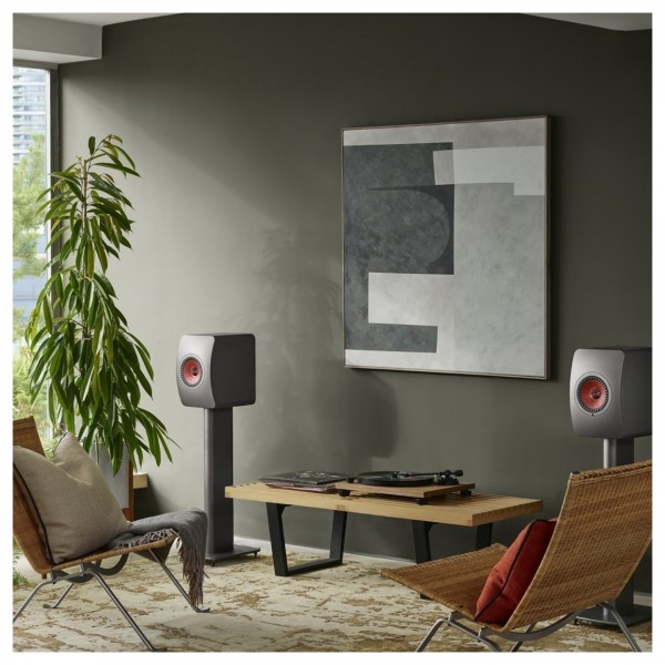 KEF LS50W MKII Wireless Speakers (Pair), Titanium Grey with Stands at ...