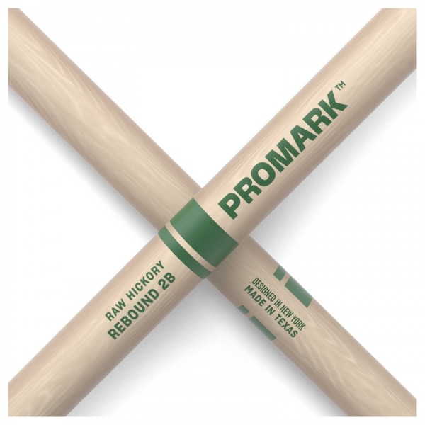 Promark Rebound 2B Raw Hickory Drumsticks, Acorn Wood Tip at Gear4music