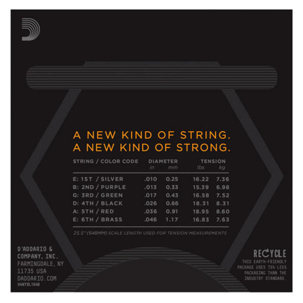 D'Addario NYXL1046 Electric Guitar Strings, Regular Light 10-46 at ...