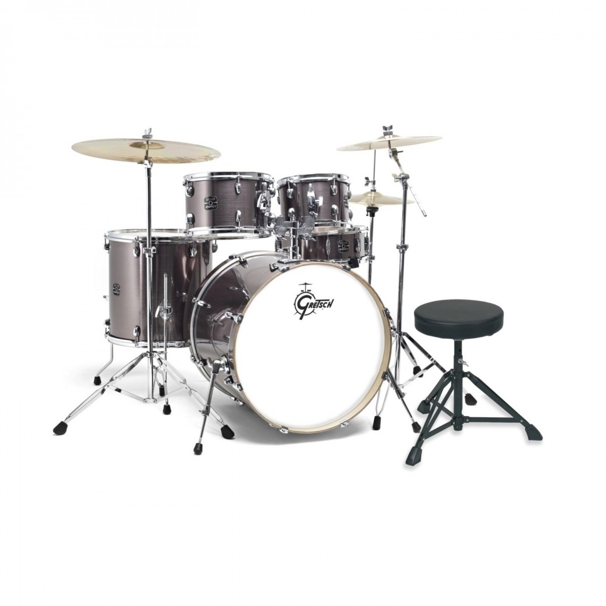 Gretsch Energy 22" Drum Kit w/ Hardware & Paiste 101 Set, Grey Steel ...