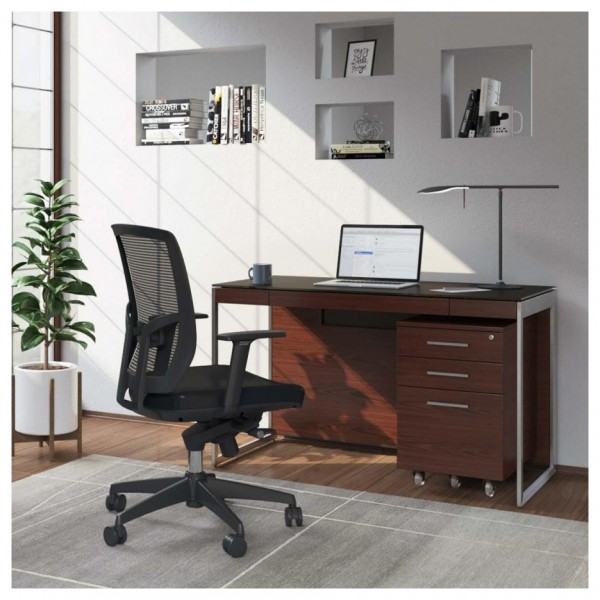 DISC. BDI Sequel 20 6102 Desk, Back Panel and File, Chocolate Walnut ...