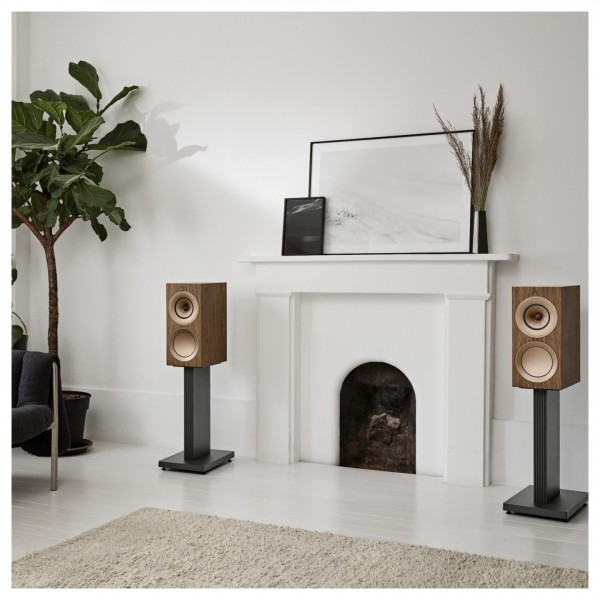 KEF R3 Meta Bookshelf Speakers, Walnut with Stands & Terminated AudioQuest Rocket 11 Cables at ...