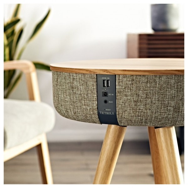 Victrola Bluetooth Wood Speaker Table with Dual USB Ports at AV.com