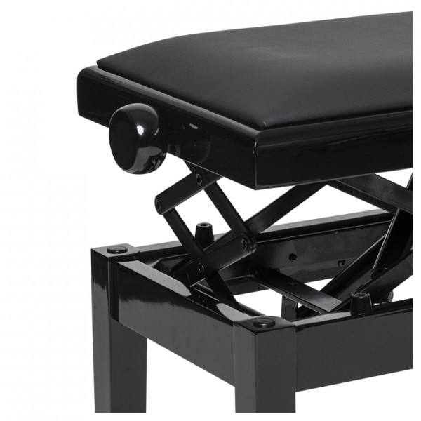 DISC Stagg Hydraulic Piano Bench, Black Vinyl, Gloss Black at Gear4music