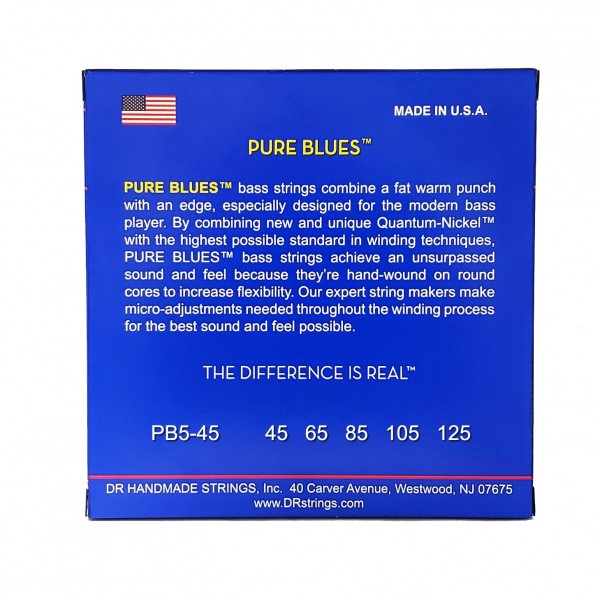 DR Strings PB5-45 PURE BLUES Quantum 5-String Bass Strings, 45-125 at ...