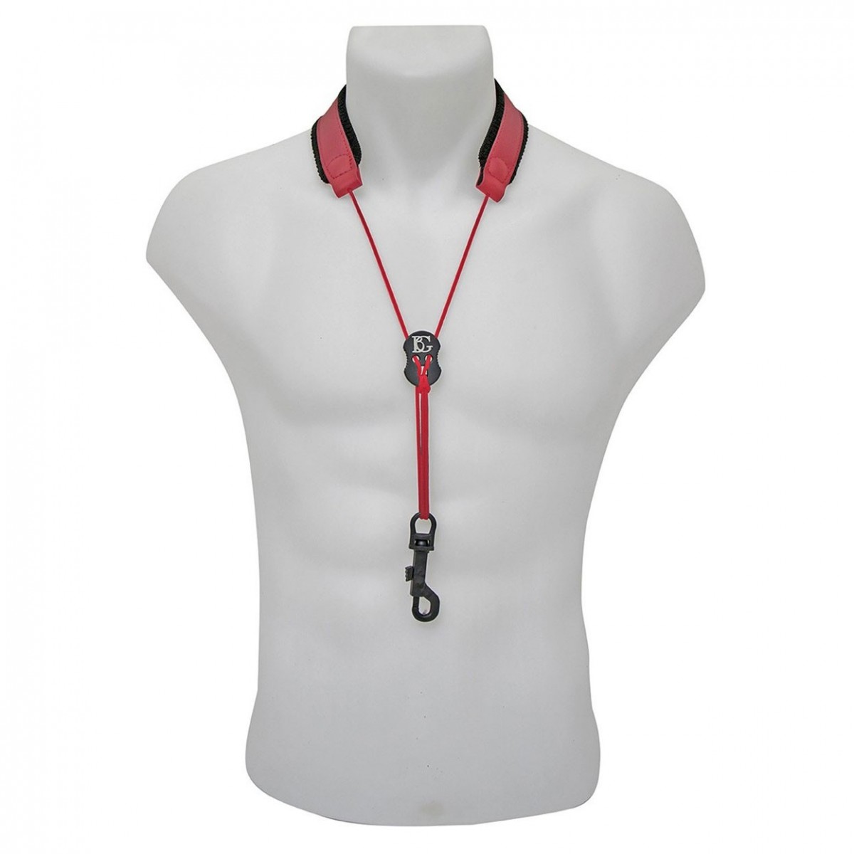 OFFLINE BG SAT Saxophone Leather Strap, Plastic Snap Hook, Red | Gear4music