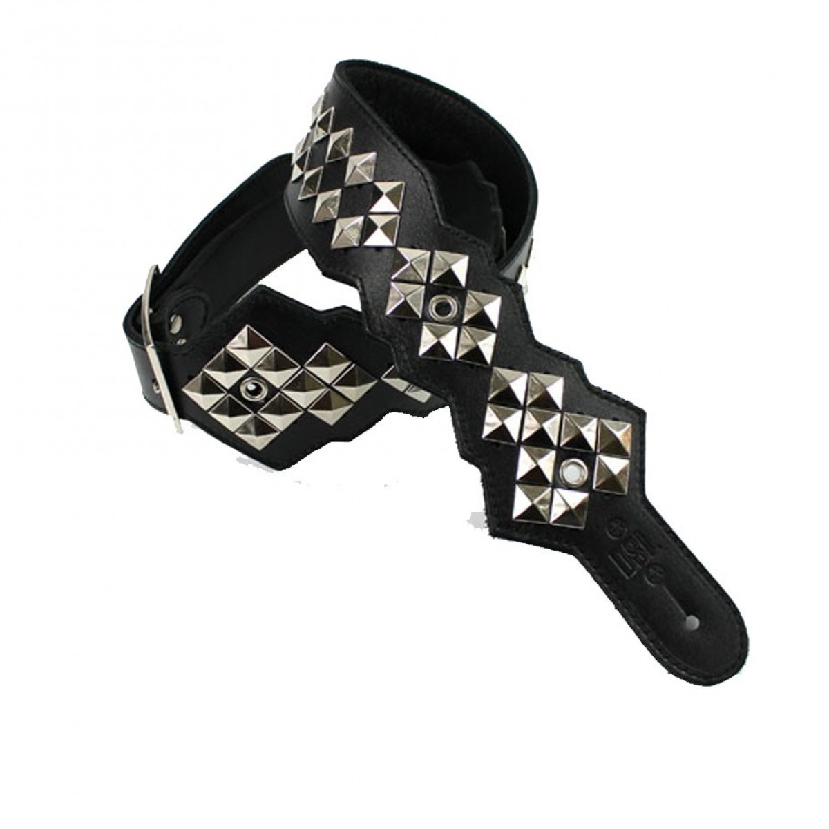 DSL Leather 2.5" Tribute Pyramid Strap, Black at Gear4music