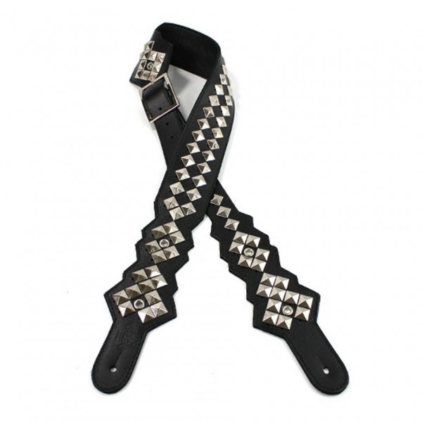 DSL Leather 2.5" Tribute Pyramid Strap, Black at Gear4music