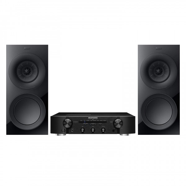 DISC. KEF R3 Meta Bookshelf Speakers w/ Marantz PM6007 Amplifier, Black ...